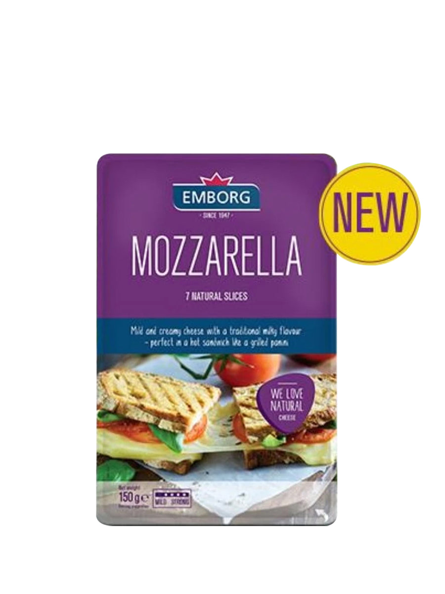 EMBORG NATURAL MOZZARELLA SLICED CHEESE 150G – Village Grocer ...