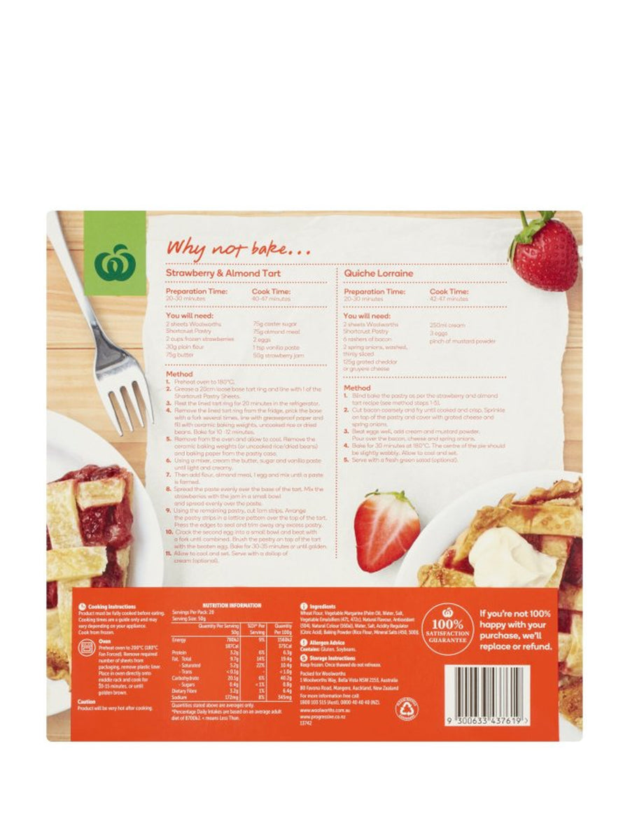 WOOLWORTHS SHORTCRUST PASTRY SHEETS 1KG – Village Grocer - Tamarind Square