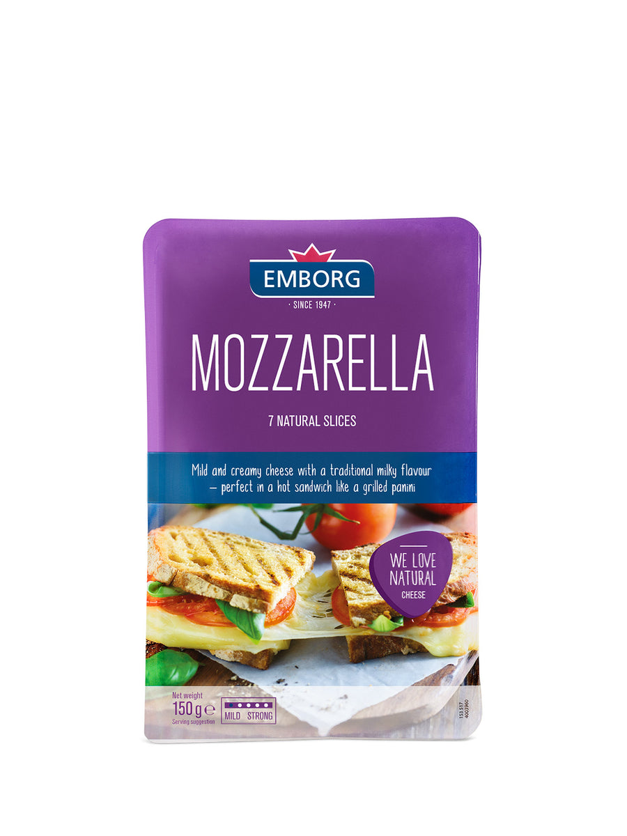 EMBORG NATURAL MOZZARELLA SLICED CHEESE 150G – Village Grocer ...