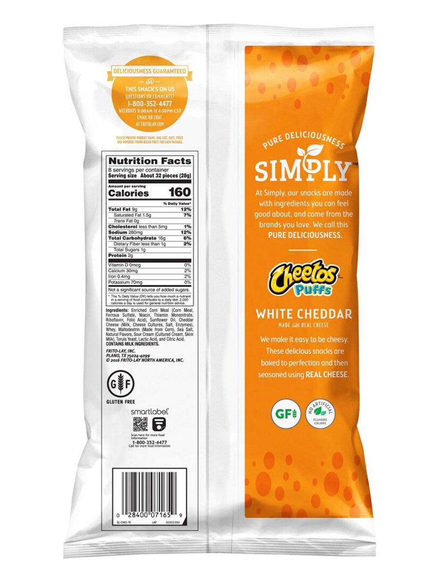 CHEETOS SIMPLY PUFFS WHITE CHEDDAR FLV SNACKS 8OZ – Village Grocer ...